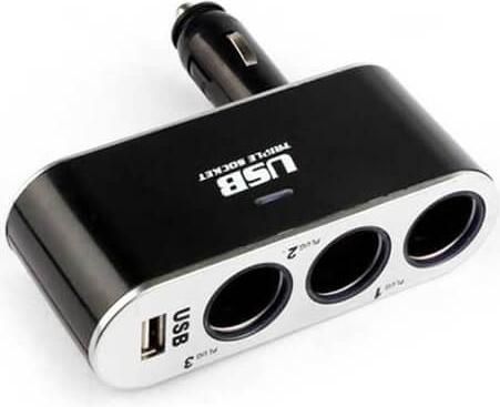 Andowl Φορτιστής Αυτοκινήτου Μαύρος με Θύρες: 1xUSB 3xΑναπτήρα ...