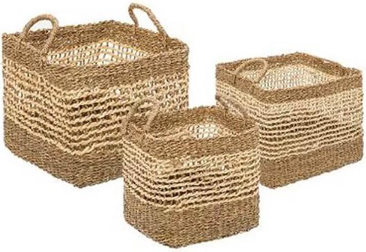 Σετ Ψάθινα Καλάθια Αποθήκευσης Atmosphera 38.5x34x29cm 3τμχ 168422 ...