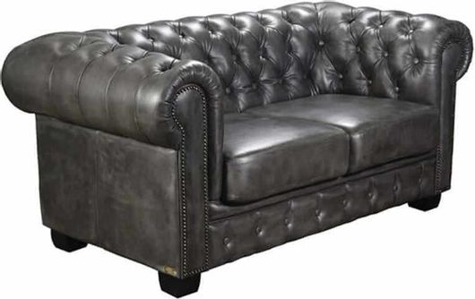 Καναπές Chesterfield τ.689 Διθέσιος Γνήσιο Δέρμα Καφέ 160x92cm Ε9574-2 ...