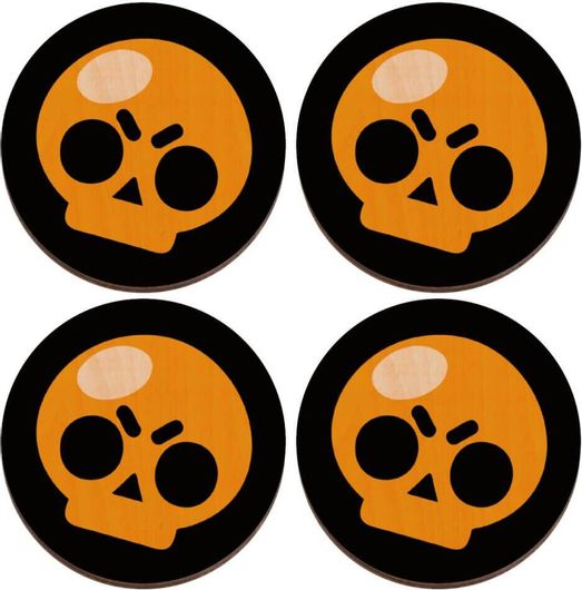 Gaming Σουβέρ Brawl Stars Skull Ξύλινα Στρογγυλά Plywood 4τμχ | SHOPFLIX.gr