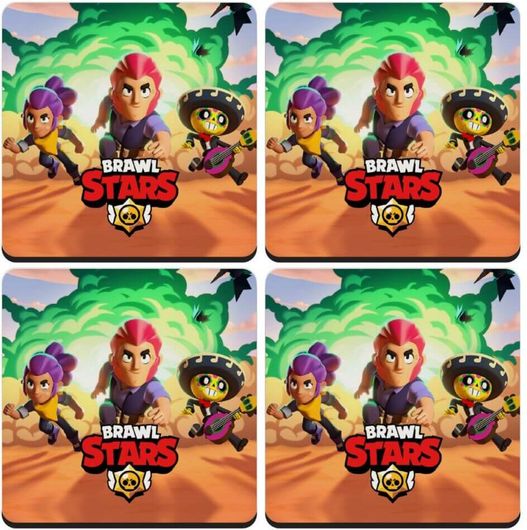 Gaming Σουβέρ Brawl Stars Desert Ξύλινα Τετράγωνα 9cm 4τμχ | SHOPFLIX.gr