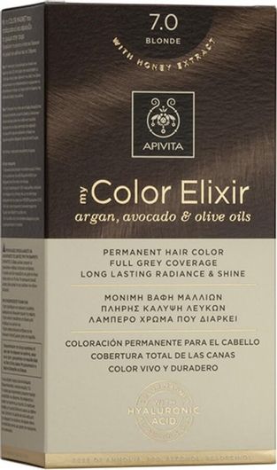 Μόνιμη Βαφή Μαλλιών Apivita My Color Elixir Χωρίς Αμμωνία Ξανθό 7.0 ...