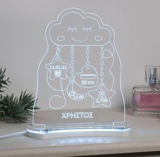 Επιτραπέζιο Φωτιστικό Plexiglass με Led RGB Φωτισμό "Σύννεφο" 16x20cm ...