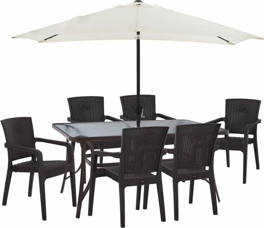 Σετ Τραπεζαρίας Κήπου Homemarkt με Ομπρελα 8τμχ με Τραπέζι 150x90cm ...