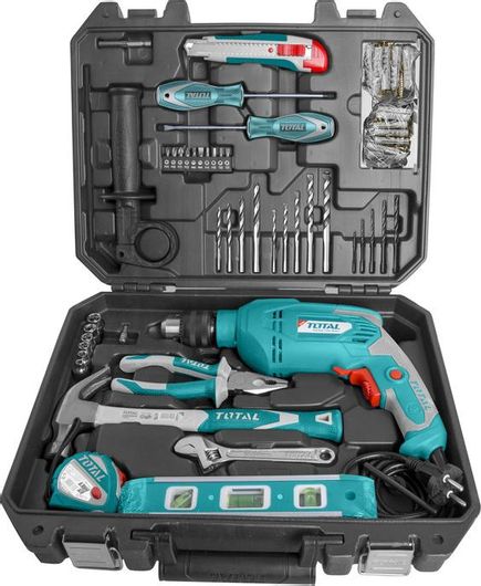 Σετ Δράπανο Κρουστικό Ηλεκτρικό Total THKTHP1012 650W με 101 Εργαλεία ...