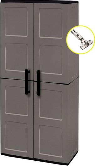 Ντουλάπα Δίφυλλη Πλαστική με 3 Ράφια 68x37x163cm | SHOPFLIX.gr