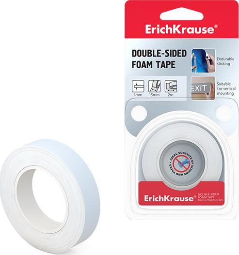 Αυτοκόλλητη Ταινία Erichkrause Διπλής Όψης Αφρώδης 1mm X 15mm X 2m ...