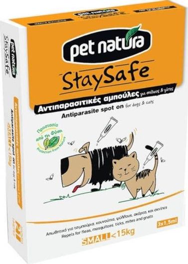 Αντιπαρασιτικό Γάτας & Σκύλου Pet Natura Stay Safe Φυτικές Αμπούλες έως ...