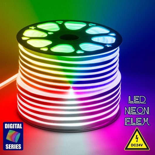 Ταινία LED GloboStar 70569 Neon Flex IP68 24V RGB 1m & 60 LED | SHOPFLIX.gr