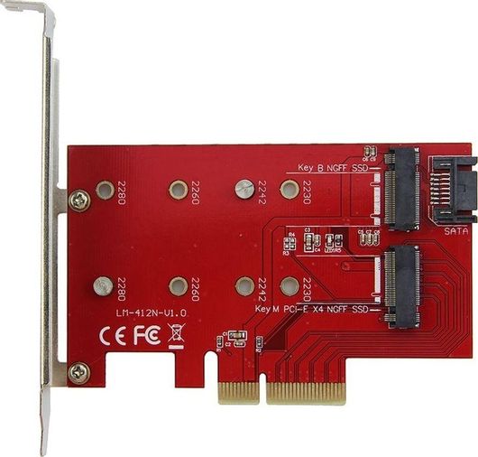 Controller 2Port NGFF M.2 B & M Key SSD σε PCI-E PCI Express 4x Lane Adapter Converter Card ...