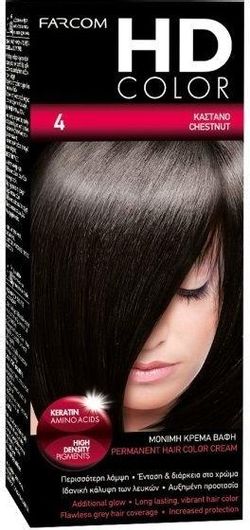 Μόνιμη Βαφή Μαλλιών Farcom HD Color 4 Chestnut 60ml | SHOPFLIX.gr