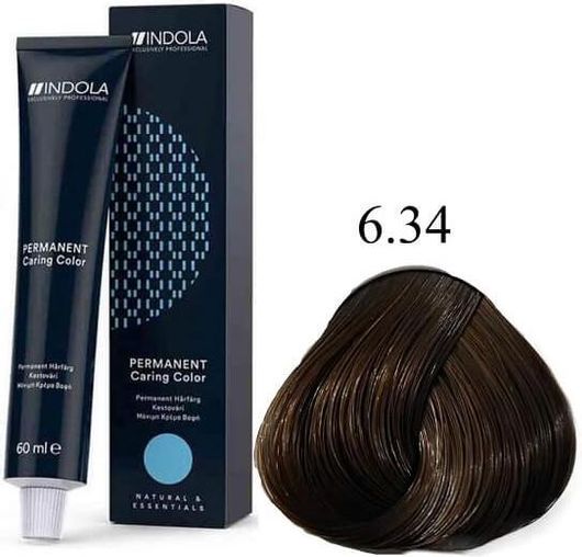 Μόνιμη Βαφή Μαλλιών Indola 6.34 Ξανθό Σκούρο Χρυσό Χάλκινο 60ml ...