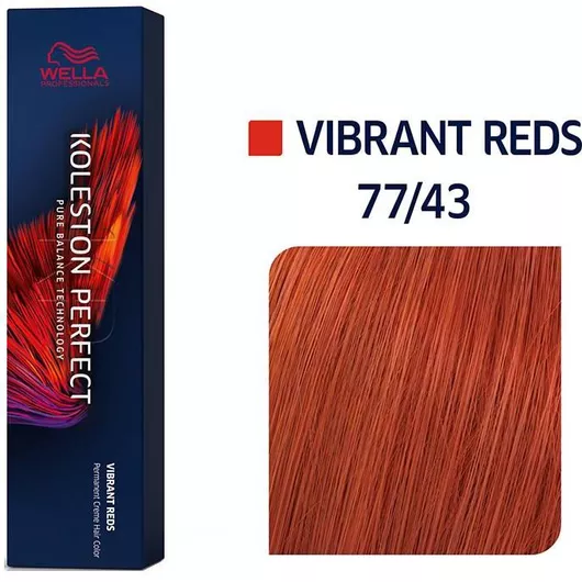 Μόνιμη Βαφή Μαλλιών Wella Koleston Perfect Me Vibrant Reds 60ml 77/43 Έντονο Ξανθό Κόκκινο Χρυσό ...