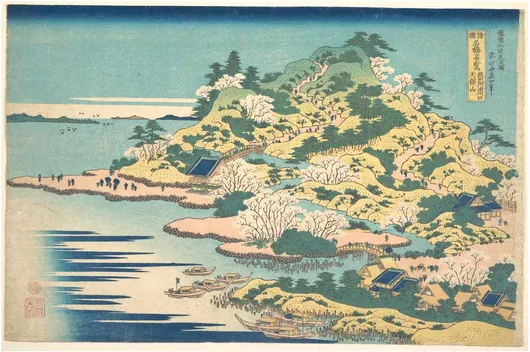 Πίνακας Hokusai's Tenpōzan at the Mouth of the Aji River in Settsu ...