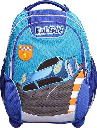 KalGav X-Bag Racing Car Σχολική Τσάντα Πλάτης Δημοτικού σε Μπλε χρώμα ...