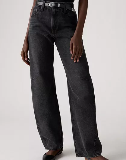 Barrel Γυναικείο Jean Παντελόνι σε Dad Εφαρμογή Denim Black | SHOPFLIX.gr