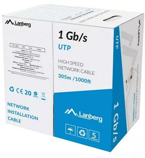 Lanberg Καλώδιο Ethernet Cat.6 U/UTP 305m Γκρι | SHOPFLIX