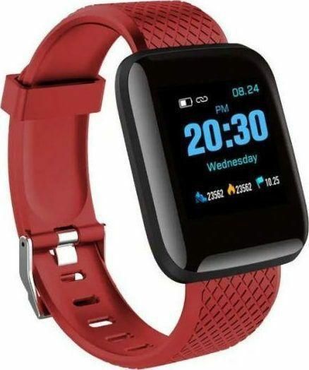 Smartwatch 116 Plus με Παλμογράφο Κόκκινο | SHOPFLIX.gr