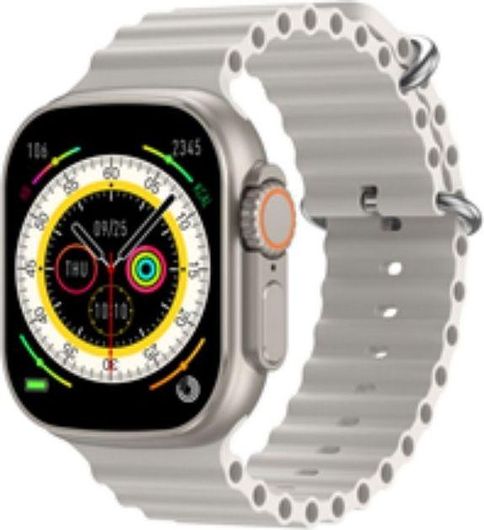 Smartwatch Riversong 8 Ultra με Παλμογράφο Light Gray / Orange Strap ...