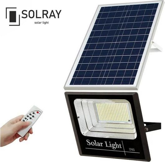 Προβολέας LED Στεγανός Ηλιακός 60W Ψυχρό Λευκό 6500K με Τηλεχειριστήριο ...