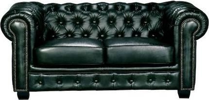Καναπές Chesterfield Τ.689 Διθέσιος Γνήσιο Δέρμα Antique Πράσινο ...