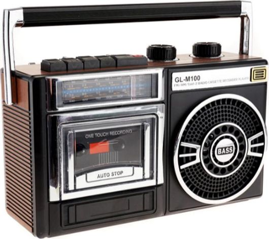 Φορητό Ηχοσύστημα GL-M100 με Κασετόφωνο / Ραδιόφωνο Μαύρο | SHOPFLIX.gr
