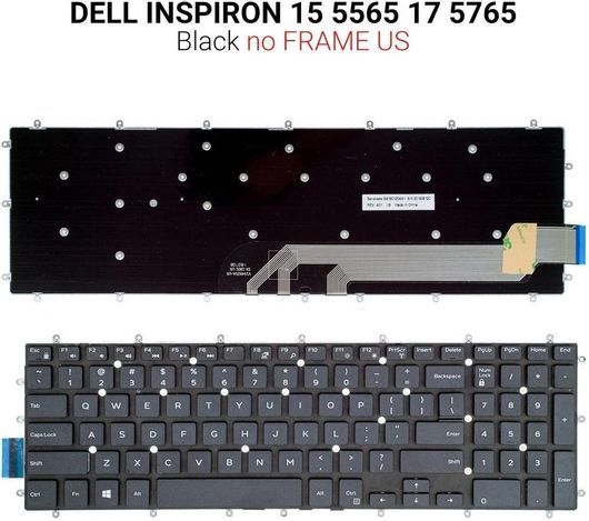 Πληκτρολόγιο Dell Inspiron 15 5565 χωρίς Πλαίσιο Αγγλικά (US) Μαύρο ...