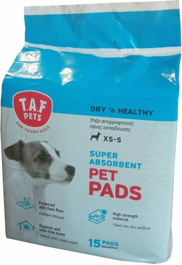 Επιδαπέδιες Πάνες Σκύλου T.A.F. Pets Dry 'n Healthy 60x60cm 15τμχ ...