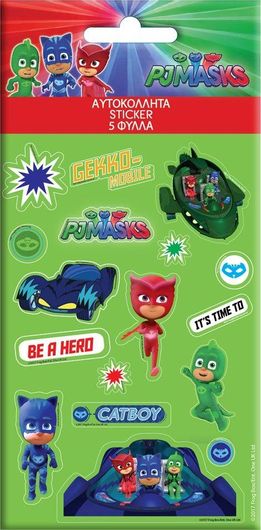 Αυτοκόλλητα PJ Masks 8x12cm 5 Φύλλα | SHOPFLIX.gr