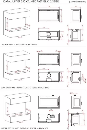 Meteor Svendsen Jupiter 550 XXL Fixed Glass 2 Sides Ενεργειακό Τζάκι ...